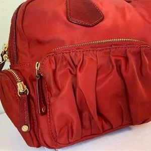 MZ Wallace | Bags | Mz Wallace Red Top Zip Nylon Shoulder Tote | Poshmark